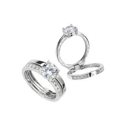 Firetti Fingerring »Schmuck Geschenk Silber 925 Silberring Schriftzug innen: In Liebe« mit Zirkonia (synth.) silberfarben 19 Zauberhafter Damenring