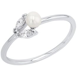 Amor Fingerring »2037247/-48/-49/-50/-51« mit Zirkonia (synth.) - mit Süßwasserzuchtperle silberfarben-kristallweiß-weiß 54 Klassischer Damen Ring...