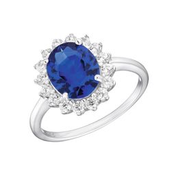 Amor Fingerring »2035657/-58/-59/-60/-61« mit Zirkonia (synth.) silberfarben-blau-kristallweiß 58 Klassisch edler Damen Ring