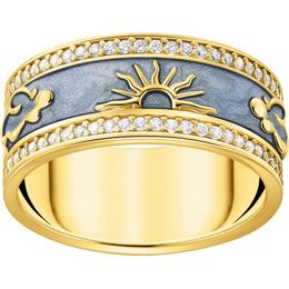 Thomas Sabo Fingerring »blau mit kosmischen Symbolen, TR2450-565-1-52-60« mit Zirkonia (synth.) gelbgoldfarben-blau-weiß 54 Ring blau mit...