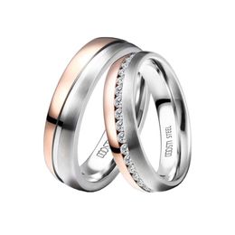 DOOSTI Kinder DOOSTI Trauring &raquo;Schmuck Geschenk Edelstahl Trauring Ehering Partnerring LIEBE&laquo; wahlweise mit oder ohne Zirkonia rosa