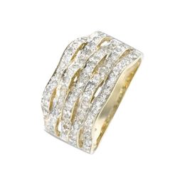 Firetti Goldring »Schmuck Geschenk Gold 333 Diamantring Wellen glitzernd« mit Diamanten gelbgoldfarben-weißgoldfarben 17 Wellenförmiger Damenring