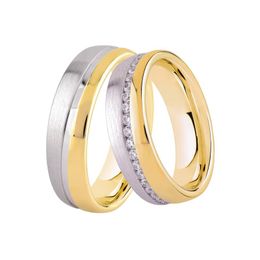DOOSTI Trauring &raquo;Schmuck Geschenk Silber 925 Trauring Ehering Partnerring LIEBE&laquo; wahlweise mit oder ohne Zirkonia gelbgoldfarben-silberfarben 54...