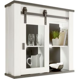 Hängeschrank Home Affaire "Sherwood", weiß (pinie weiß dekor), B:93cm H:90cm T:31cm, Holzwerkstoff, Schränke, mit Scheunentorbeschlag aus Metall, Höhe 90 cm