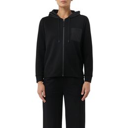 comma, Kapuzensweatjacke, Damen, Gr. 38, schwarz, Sweatware, Obermaterial: 49% Polyester, 45% Viskose, 6% Elasthan, COMMA CASUAL IDENTITY, unifarben, angesetztes Bündchen, Sweatjacken, mit aufgesetzter Brusttasche