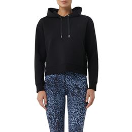 comma, Kapuzensweatshirt, Damen, Gr. 36, schwarz, Sweatware, Obermaterial: 79% Baumwolle, 15% Polyester, 6% Elasthan, COMMA CASUAL IDENTITY, unifarben, lässig geschnitten taillenbedeckt, Rundhals, angesetztes Bündchen, Sweatshirts, cropped, casual, mit Kapuze, Baumwollmischung
