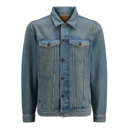 Jack & Jones Jeansjacke JACK & JONES "JJIJEAN JJJACKET SQ 523 SN", Herren, Gr. L, blau (blau denim), Denim/Jeans, Obermaterial: 100% Baumwolle, Abriebeffekte, loose fit normal, Jacken