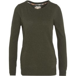 Barbour Rundhals-Pullover Pendle Olive/Hessian Tartan (Gr&ouml;&szlig;e: 8)