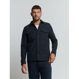 Langarmhemd NO EXCESS "NO EXCESS Melange &Uuml;berhemd", Herren, Gr. 3XL, Normalgr&ouml;&szlig;en, blau (nachtblau), 80% recycelter Polyester, 10% Viskose, 10% Elasthan, normal, Hemden
