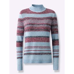 WITT Damen Stehkragenpullover aus weichem Melangegarn, malve-bleu-meliert, Gr&ouml;&szlig;e 42