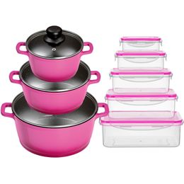 Topf-Set King "ALUGUSS", lila (beere), Töpfe, Glasdeckel, Induktion,Keramikantihaftbeschichtung
