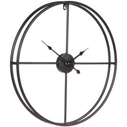 Wanduhr AMBIENTE HAUS "Wanduhr modern in schwarz 50cm", schwarz, B:50cm H:50cm T:5cm, Wanduhren