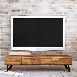 Pharao24.de TV Lowboard aus Wildeiche Massivholz und Stahl vier Schubladen