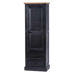 Pharao24.de Wohnzimmer Schrank in Schwarz und Teakfarben 180 cm hoch