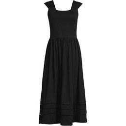LANDS' END Midikleid aus Baumwolle/Modal-Mix, Damen,  Schwarz, Baumwolle Modal, by Lands' End