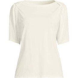 LANDS' END Supima-Shirt mit U-Boot-Ausschnitt, Damen,  Wei&szlig;, Baumwolle, by Lands' End