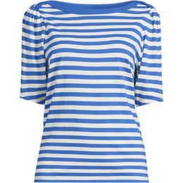 LANDS' END Supima-Shirt mit U-Boot-Ausschnitt, Damen,  Blau, Baumwolle, by Lands' End