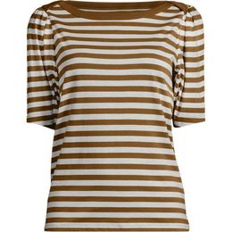 LANDS' END Supima-Shirt mit U-Boot-Ausschnitt, Damen,  Braun, Baumwolle, by Lands' End