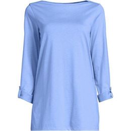 LANDS' END Langes Supima-Shirt mit U-Boot-Ausschnitt, Damen,  Blau, by Lands' End