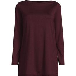 LANDS' END Langes Supima-Shirt mit U-Boot-Ausschnitt, Damen,  Rot, by Lands' End