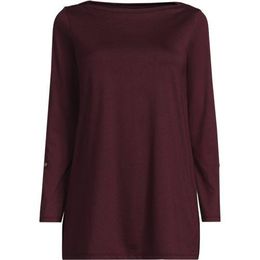 LANDS' END Langes Supima-Shirt mit U-Boot-Ausschnitt, Damen,  Rot, by Lands' End
