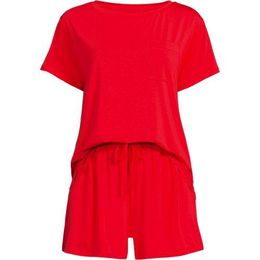 LANDS' END Kühlendes Pyjama-Set mit Shorts, Damen,  Rot, Elasthan/Viskose-Mischung, by Lands' End