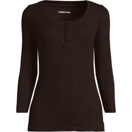 LANDS' END Henley-Shirt mit 3/4 Ärmeln, Damen,  Braun, Baumwoll-Mischung, by Lands' End