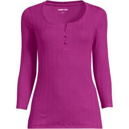 LANDS' END Henley-Shirt mit 3/4 Ärmeln, Damen,  Pink, Baumwoll-Mischung, by Lands' End