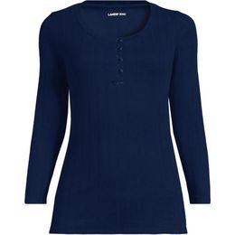 LANDS' END Henley-Shirt mit 3/4 &Auml;rmeln, Damen,  Blau, Baumwoll-Mischung, by Lands' End