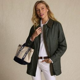 LANDS' END Lange Wachsjacke aus Baumwolle, Damen,  Grün, Baumwoll-Mischung/Polyester-Mischung, by Lands' End