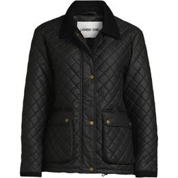 LANDS' END Gesteppte Wachsjacke aus Baumwolle, Damen,  Schwarz, Baumwoll-Mischung/Polyester-Mischung, by Lands' End