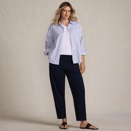 LANDS' END Sport Knit Barrel-Hose High Waist, Damen,  Blau, Baumwolle, by Lands' End