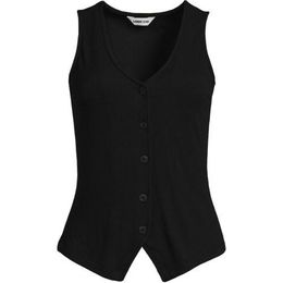 LANDS' END Ärmellose Feinstrick-Weste, Damen,  Schwarz, Elasthan/Viskose/Polyester-Mischung, by Lands' End
