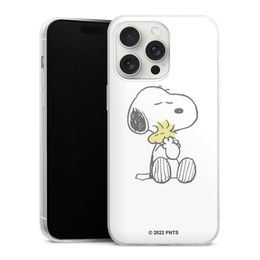 DeinDesign iPhone 15 Pro Max Handy Slim Case Silikon Handyh&uuml;lle transparent H&uuml;lle extra d&uuml;nn Snoopy Love Peanuts Silikon Slim Case
