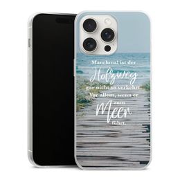 DeinDesign iPhone 15 Pro Max Handy Slim Case Silikon Handyh&uuml;lle transparent H&uuml;lle extra d&uuml;nn Statement Beach Spruch Silikon Slim Case