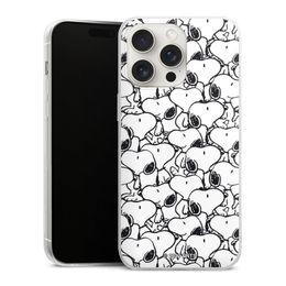 DeinDesign iPhone 15 Pro Max Handy Slim Case Silikon Handyh&uuml;lle transparent H&uuml;lle extra d&uuml;nn Peanuts Snoopy Muster Silikon Slim Case