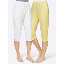 feel good Damen Capri-Hosen, wei&szlig; + zitrone, Gr&ouml;&szlig;e 52/54