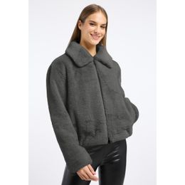 Frieda & Freddies New York Blouson FRIEDA & FREDDIES "Fake Fur Jacket / Xavy", Damen, Gr. 38, grau, 100% Polyester, unifarben, regular fit, hoch geschlossener Ausschnitt, Jacken Blouson