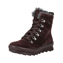 Schn&uuml;rstiefelette Legero "Legero Stiefelette Veloursleder", Damen, Gr. 39, rot (bordeaux), Veloursleder, Schuhe Schn&uuml;rstiefelette