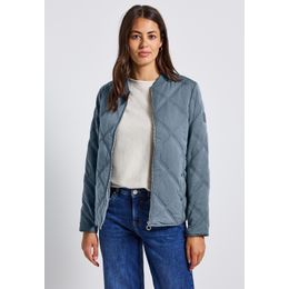 Blouson Street One, Damen, Gr. 42, grau (slate blau), Stoff, Obermaterial: 55% Polyester, 45% Polyamid; Futter: 100% Polyester; Füllung: 100% Polyester, unifarben, normal normal, hoch geschlossener Ausschnitt, abgesteppt, Jacken Blouson, Feel Good Fit