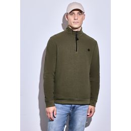 Sweatshirt Street One MEN, Herren, Gr. L42, gr&uuml;n (vintage gr&uuml;n), Sweatware, 100% Baumwolle, unifarben, normal, ohne Ausschnitt, B&uuml;ndchen, Sweatshirts Sweatshirt, aus reiner Baumwolle