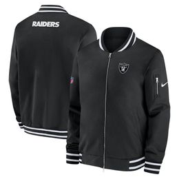 Bomberjacke Nike "Nike Jacke Las Vegas Raiders Nike Coach Bomber", Kinder, Gr. M, schwarz, 100% Polyester, Jacken Bomberjacke