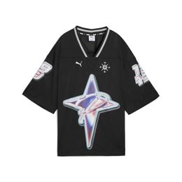 Trainingsshirt Puma "Shooting Stars Trikot Damen", Damen, Gr. M, rosa (posie pink), Obermaterial: 100% Polyester, clean, oversize, V-Ausschnitt, Shirts