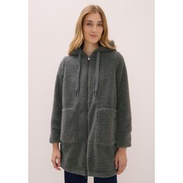 Fellimitatmantel Cecil, Damen, Gr. XL (44), gr&uuml;n (pastel olive), Stoff, Obermaterial: 100% Polyester; Futter: 100% Polyester, unifarben, normal kniefrei, ohne Ausschnitt, abgesteppt, M&auml;ntel, mit Teddy-Futter und Teddy-Kapuze