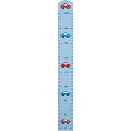 Messlatte Roba "Rennfahrer", blau, B:10cm H:90cm T:1cm, MDF, Messlatten, mit Auto Motiv, Skala bis 150 cm