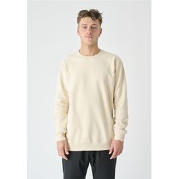 Sweatshirt Cleptomanicx "Ligull", Herren, Gr. M, beige (sanftes wei&szlig;), 100% Baumwolle, meliert, normal, Rundhals, Sweatshirts Sweatshirt, mit kleiner M&ouml;wen-Stickerei