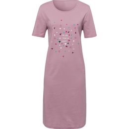 WITT Damen Nachthemden mit kurzen &Auml;rmeln, bedruckt, mint + mauve, Gr&ouml;&szlig;e 40/42