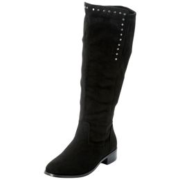 sheego Damen Weitschaftstiefel mit Nietenverzierung, schwarz, Gr&ouml;&szlig;e 42