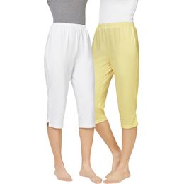 feel good Damen Capri-Hosen weiß + zitrone, Größe 52/54