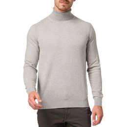 INDICODE Damen Rollkragenpullover "INBurns", grau, Gr. M, meliert, unifarben, Strick, Obermaterial: 80% Baumwolle, 20% Polyester, Pullover